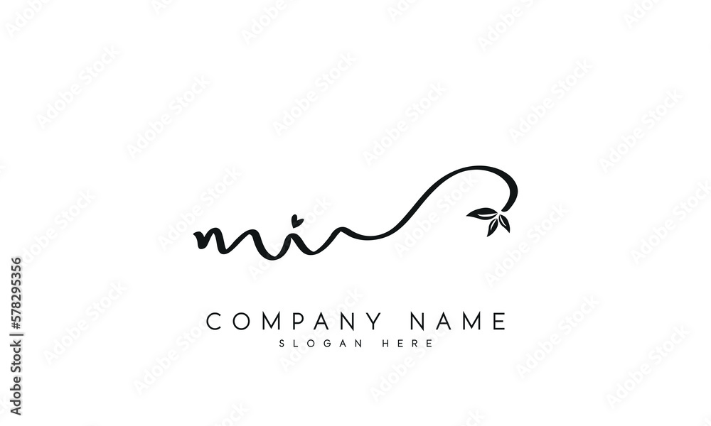 Handwriting letter mi logo design on white background. Stock Vector ...