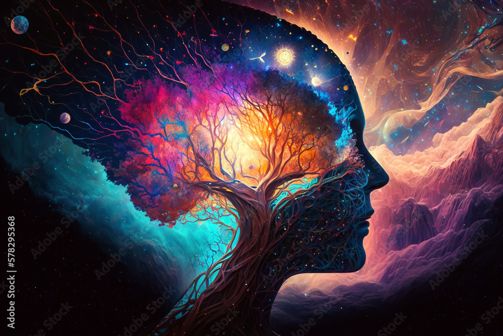 The human brain as a vast universe with neurons. Generative AI ...
