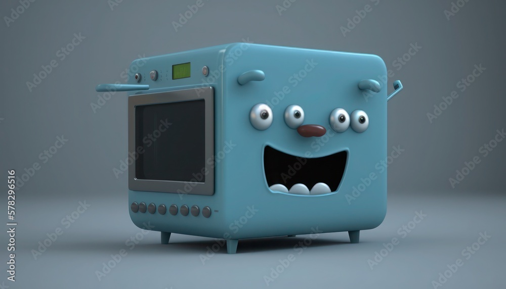 Cartoon microwave character, generative ai Stock Illustration | Adobe Stock