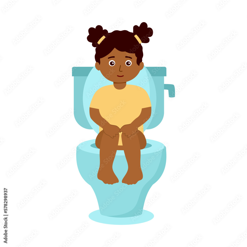 Black kids on toilet in flat design on white background. Stock Vector ...