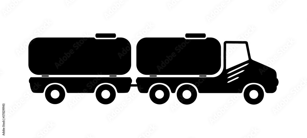 Liquid and fuel transportation truck vector graphic isolated on white ...