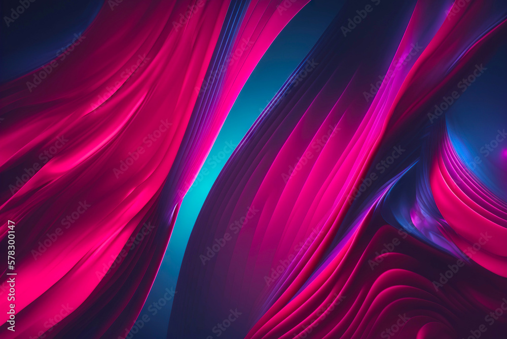 Abstract fluid color background. Layered paint swirls and twists. Blue and viva magenta ...