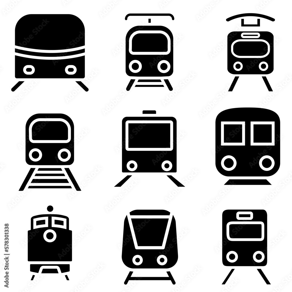 Train vector icon set. railway illustration sign collection. Tram ...