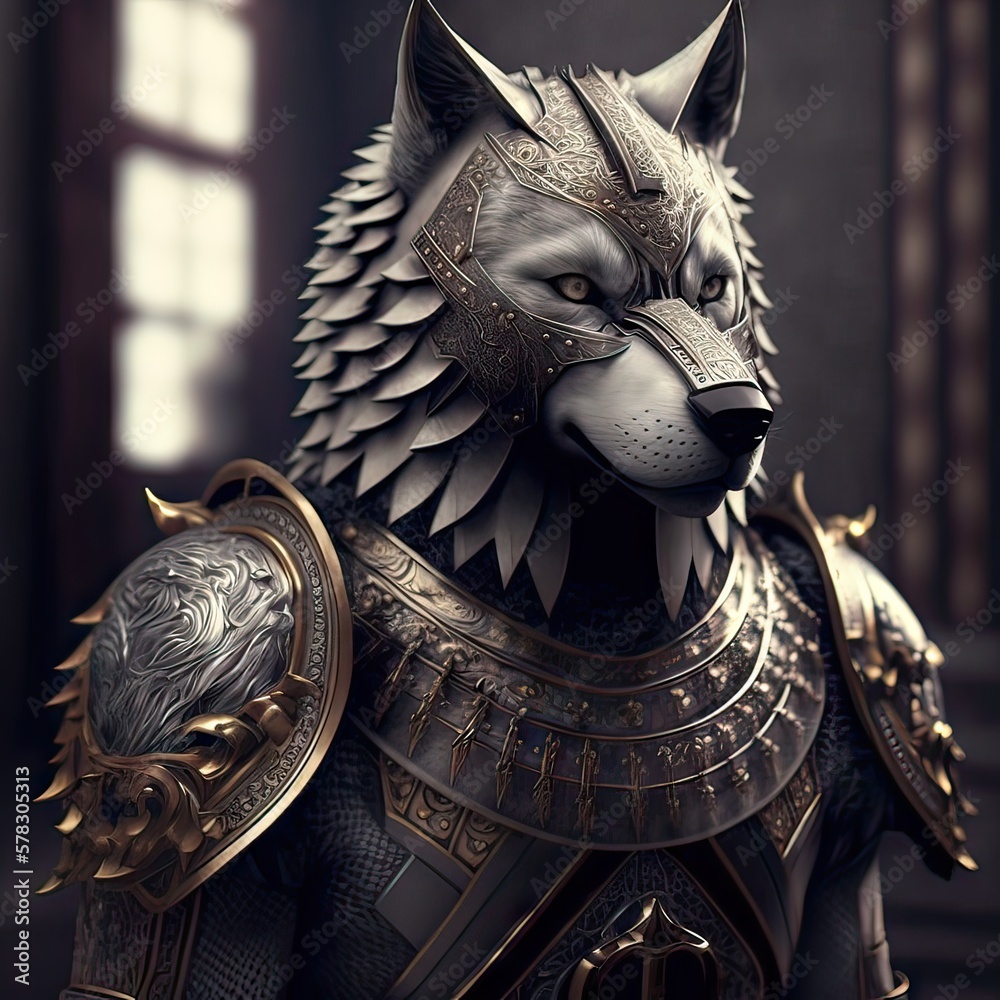 Gothic wolf armour. Generative AI Stock Illustration | Adobe Stock