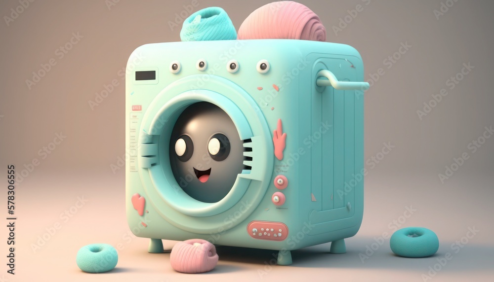 Cartoon washing machine character, generative ai Stock Illustration ...