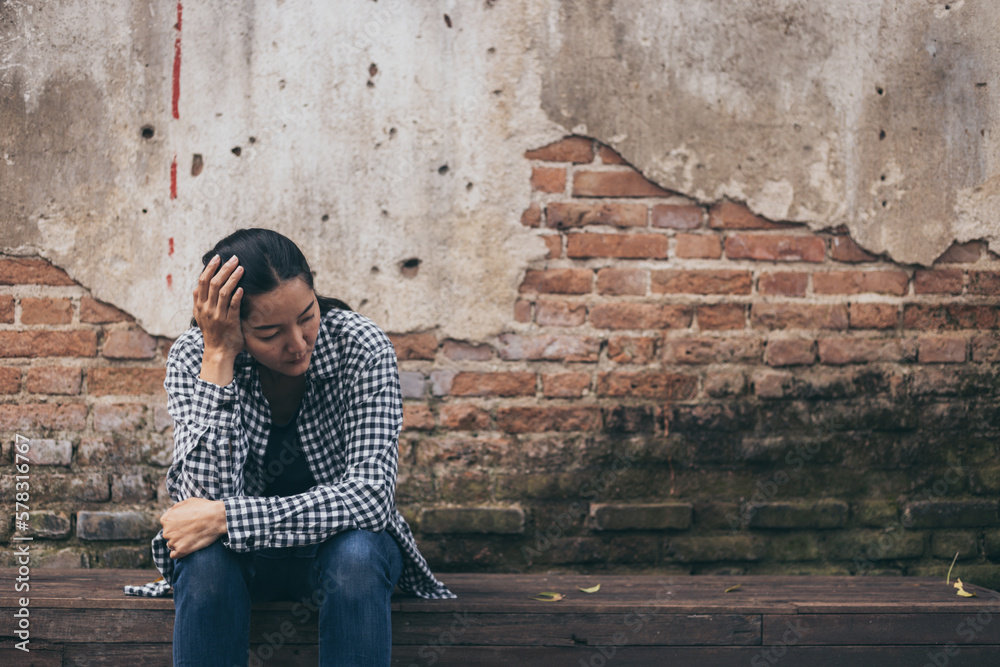 sad serious illness woman.depressed emotion panic attacks alone sick ...