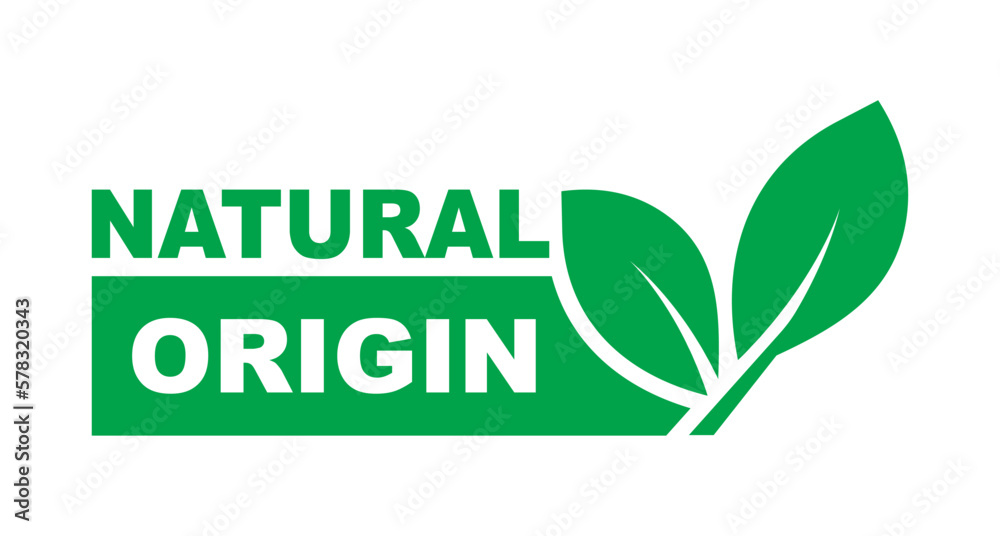 Natural origin label. Natural product logo. Organic Ingredients ...