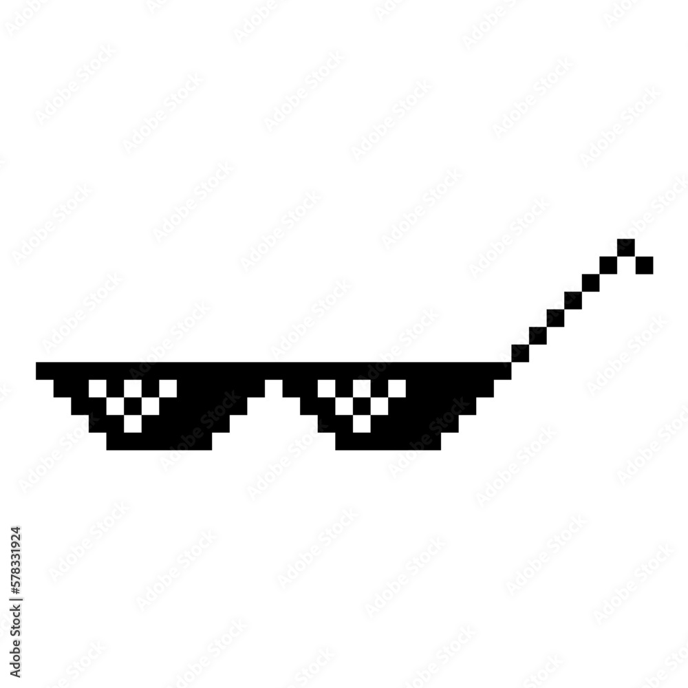 Funny Pixelated Sunglasses. Simple Linear Logo Illustration of 8-bit ...