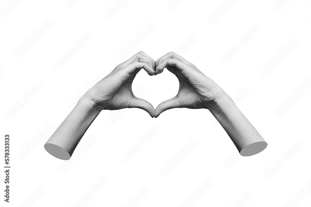 Human female hands showing a heart shape isolated on a white background ...