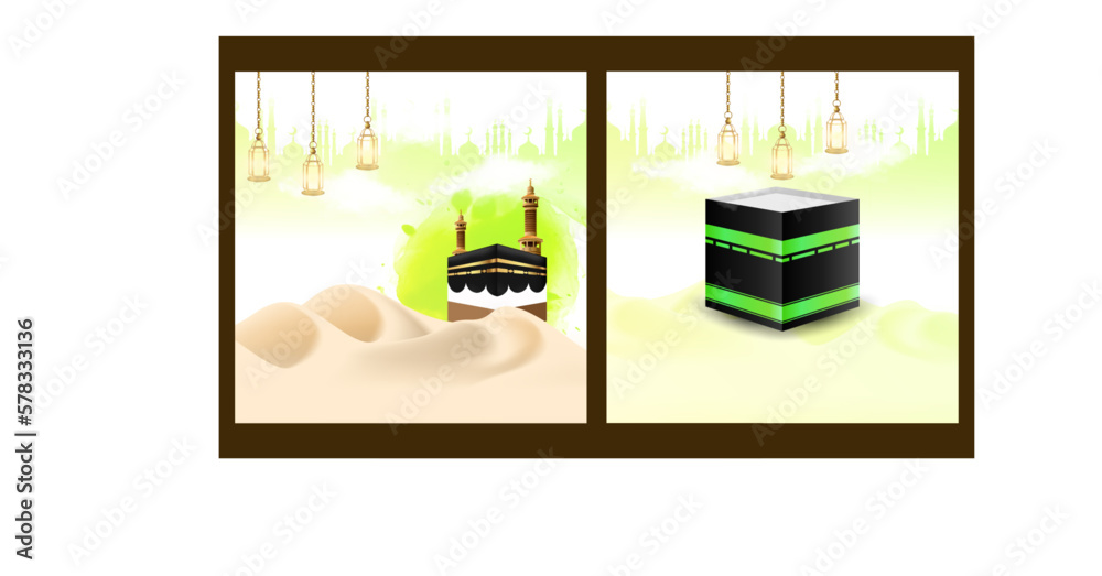 Mecca shape or kabbah for Hajj mabroor and umrah background template ...