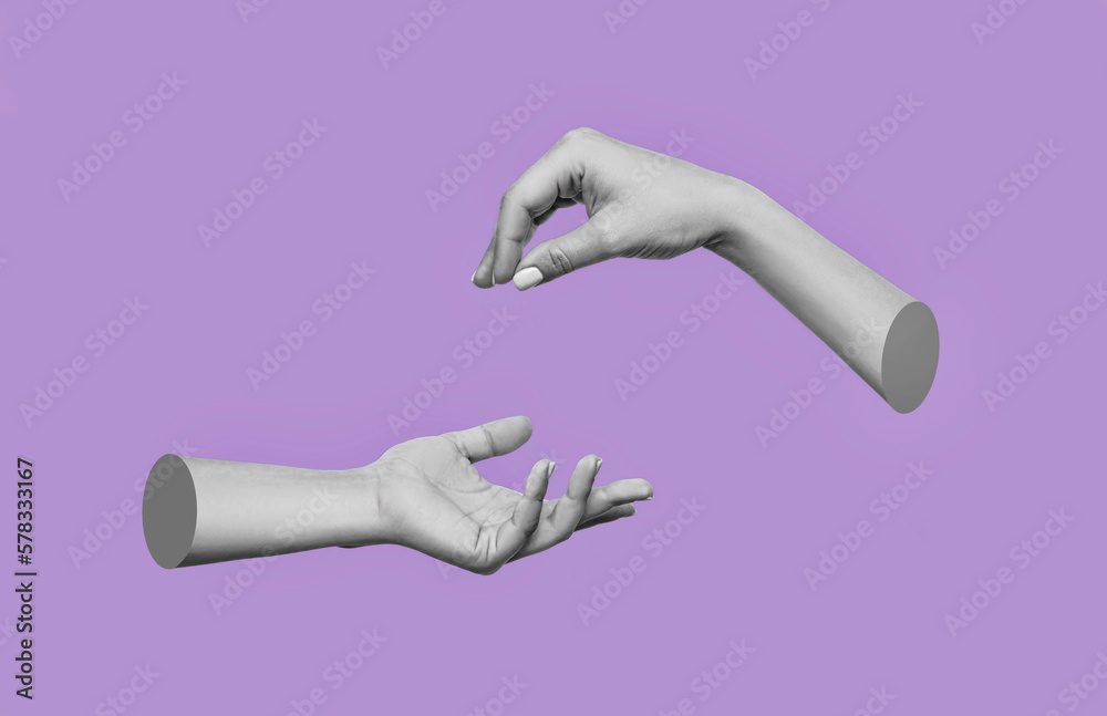 Female hand making a gesture like handing the object to outstretched ...