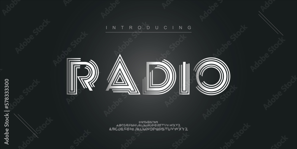 Radio digital modern alphabet new font. Creative abstract urban ...