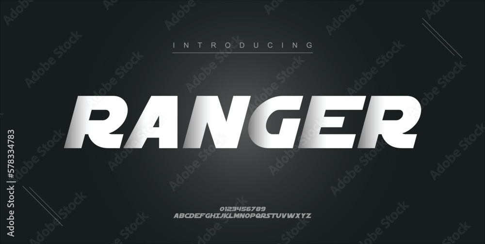 Ranger digital modern alphabet new font. Creative abstract urban ...