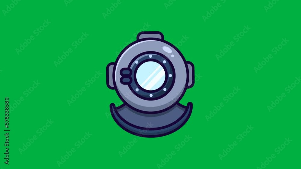 Diving Helmet animation on green screen. 4k video animation vídeo do ...