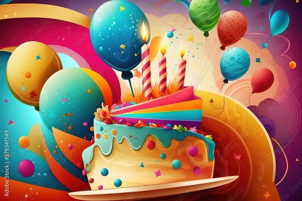 Happy Birthday Background Wallpaper Illustration Generative AI Stock ...