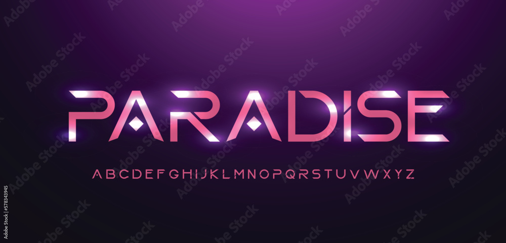 Paradise font alphabet letters outline linear contour typography techno ...