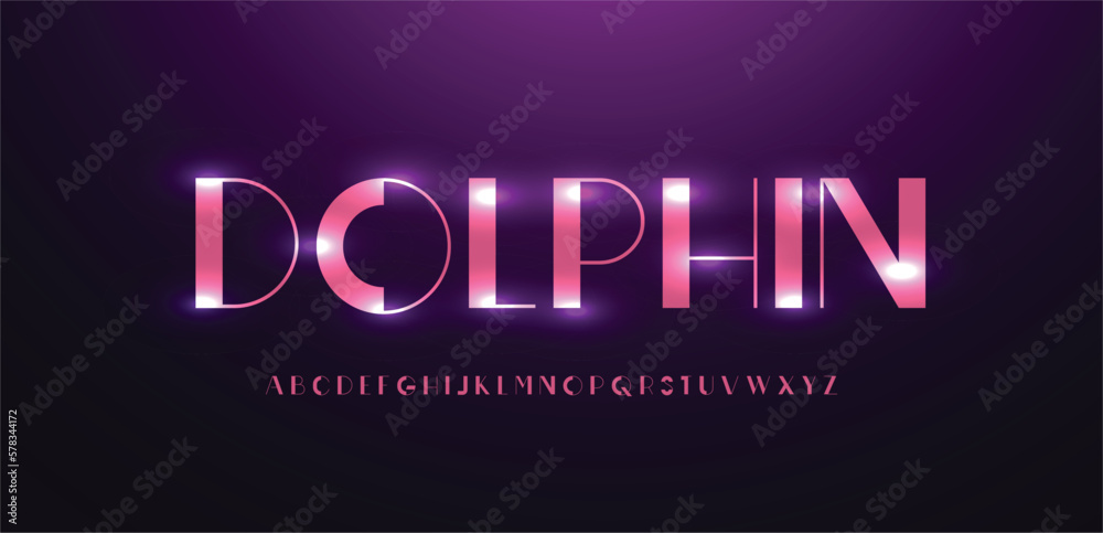 Dolphin font alphabet letters outline linear contour typography techno ...