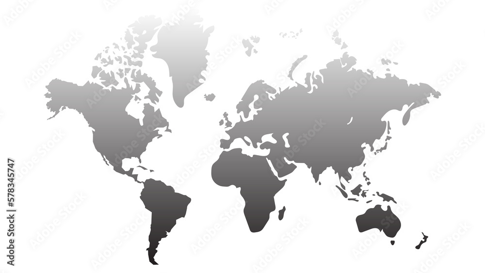 World map vector, isolated on white background. Flat Earth, gray map ...