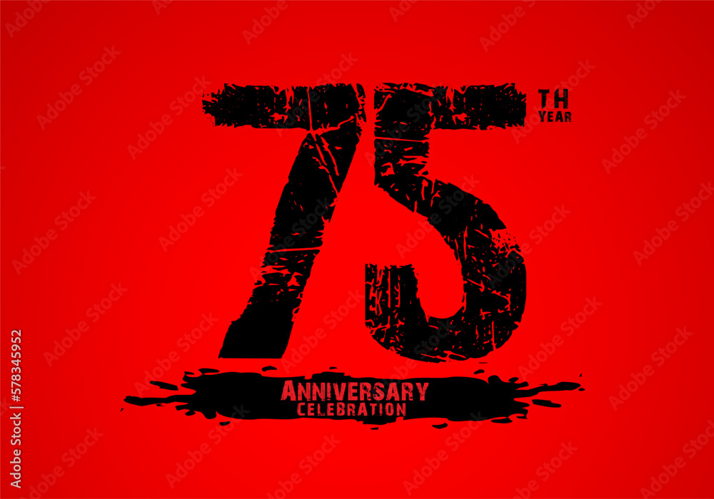 75 years anniversary celebration logotype on red background, 75th ...