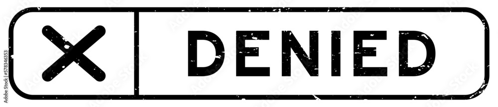 Grunge black denied word with wrong check mark icon square rubber seal ...