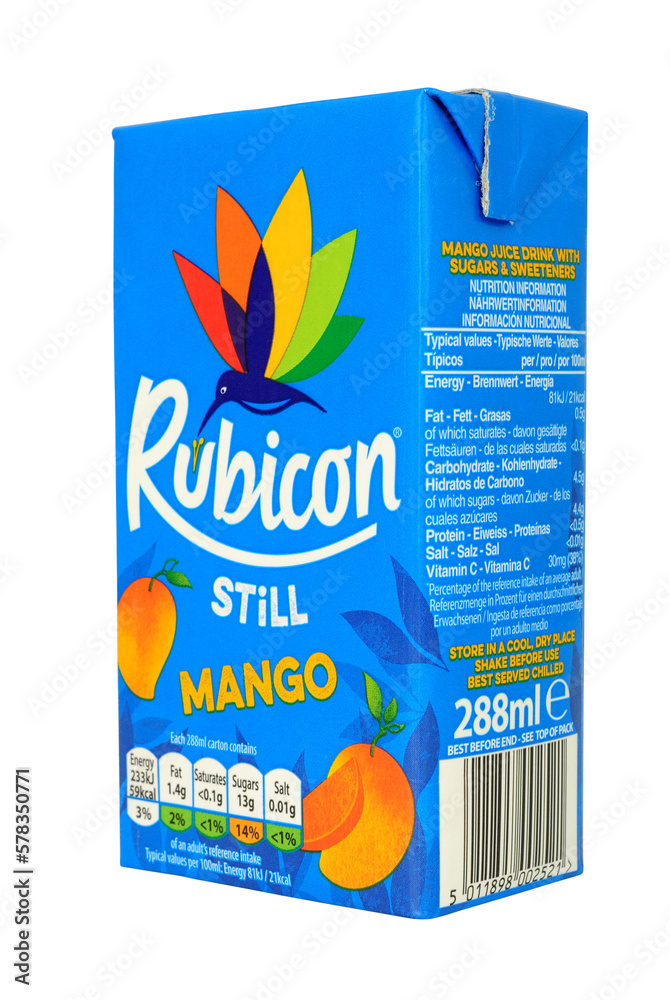 Rubicon still mango fruit juice drink in a 288ml carton Stock Photo ...