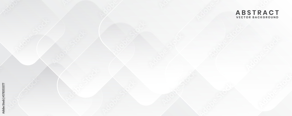 3D white geometric abstract background overlap layer on bright space ...