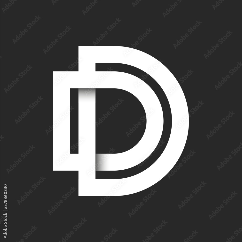 Initials letters DD shape logo monogram, two letters D together ...