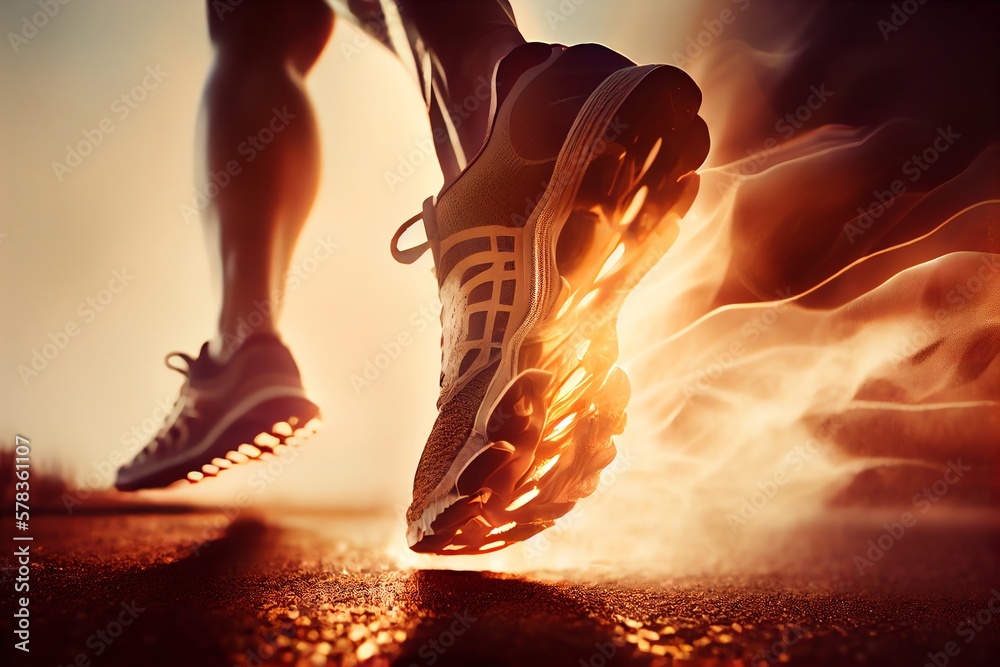 Running Feet With Sunlight, Training To Be Winner, Self Challenge Theme ...