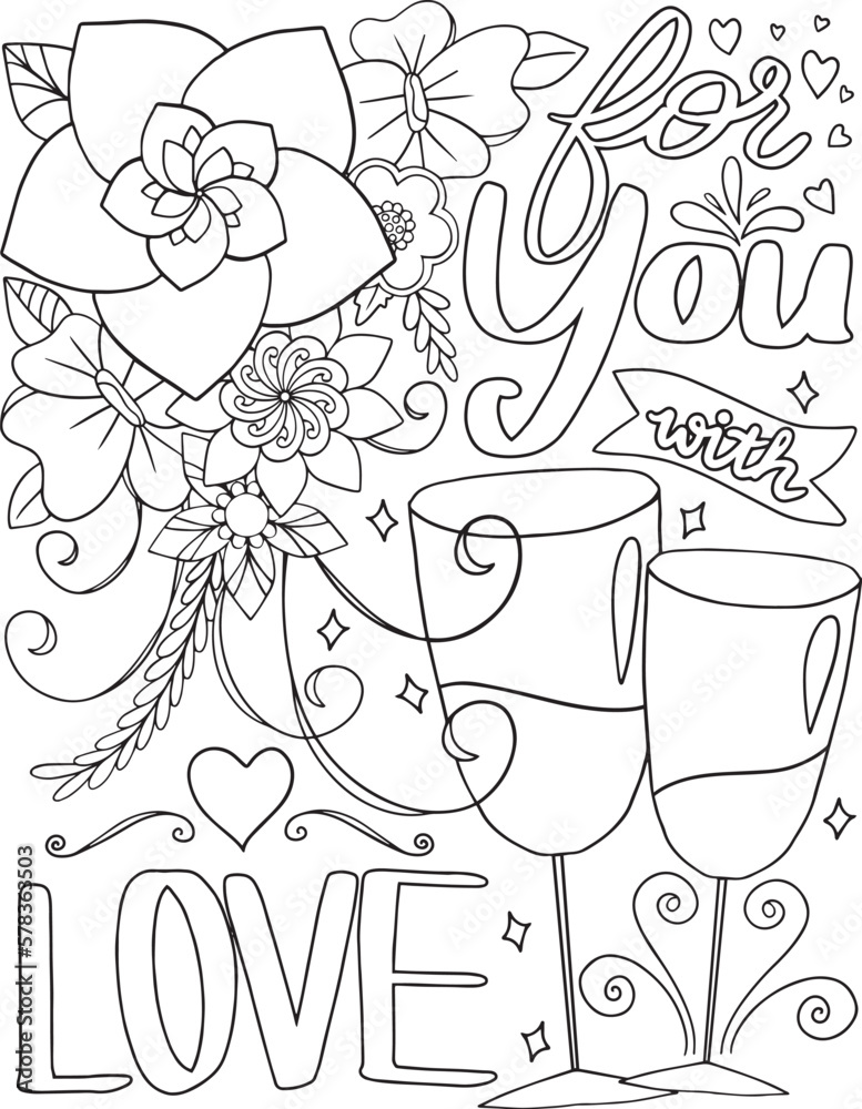Hand drawn with inspiration word. Doodles art with heart and flowers ...