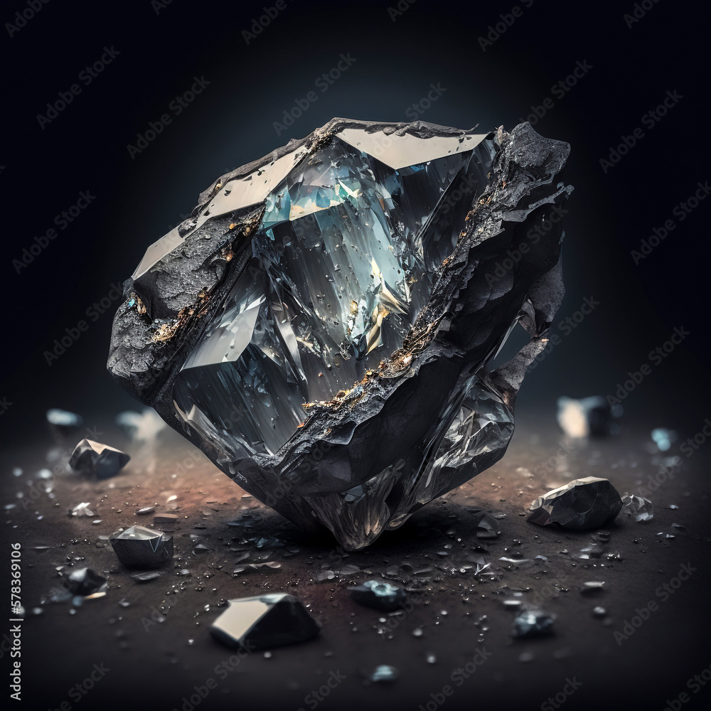 Rough uncut diamond in natural environment. Ai generated illustration ...