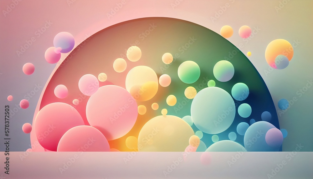 A pastel rainbow gradient with circular bokeh lights, adding a playful ...