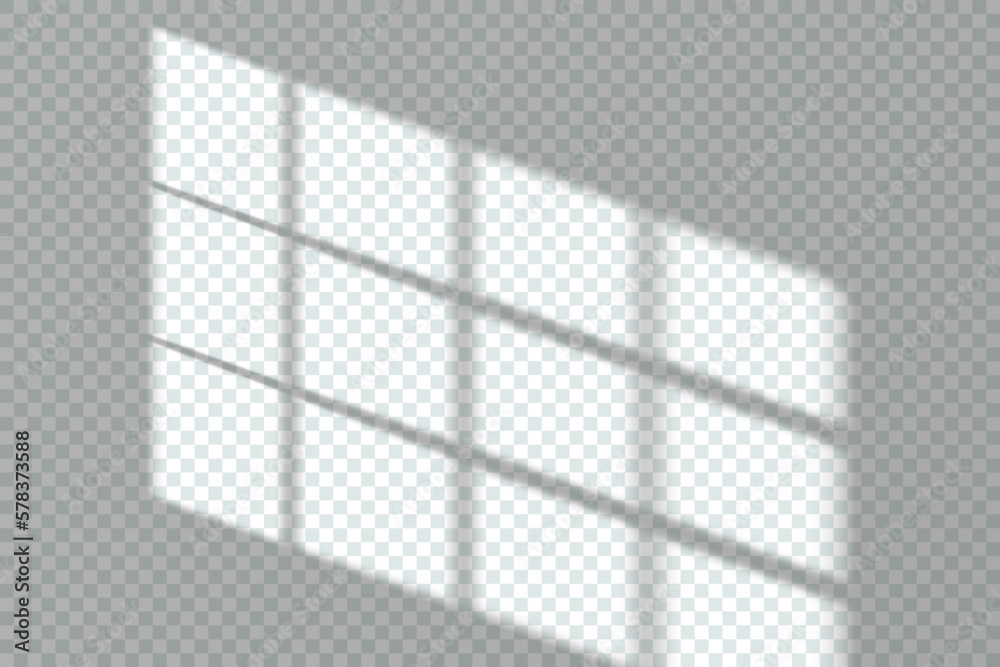 Shadow window light on wall background, sun shade overlay vector effect ...