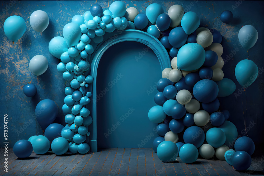 Incredible blue Birthday Balloon arch Stock Illustration | Adobe Stock