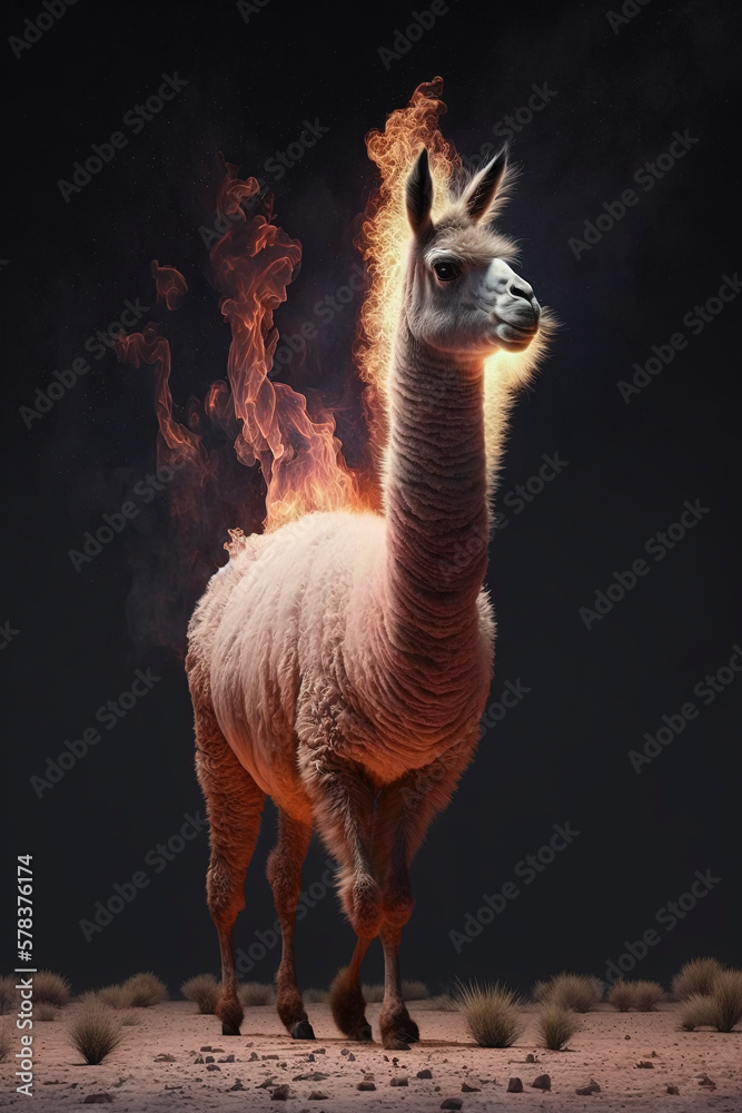 Lama Alapaca flame on fire..Alpaca Lama symbol. flame in fire Icon Logo ...