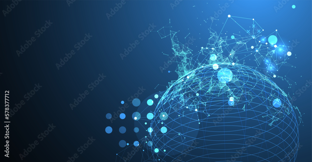 Sphere theme with connected lines in technology style background ...