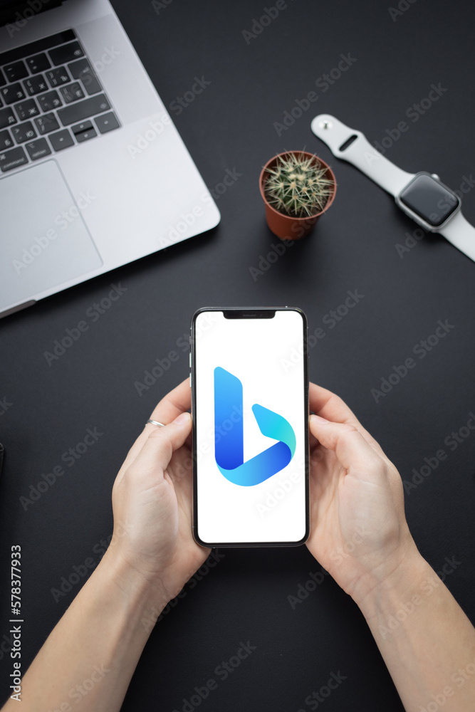 Mobile phone with the Microsoft Bing Logo on the screen Stock Photo ...