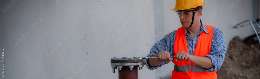 Install fire sprinkler system. In the industrial plant, pipe assembly ...