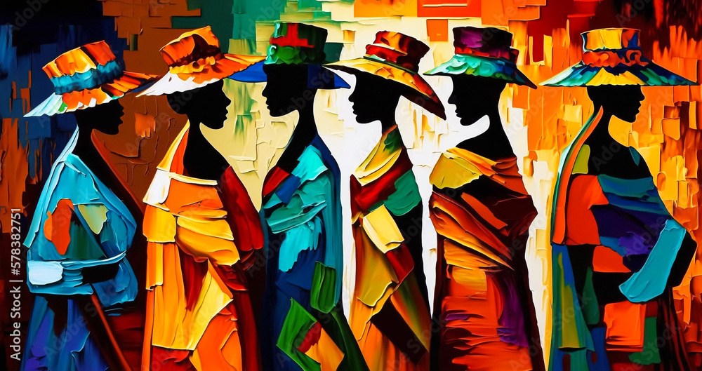 Abstract painting concept. Colorful art of an African women. African ...