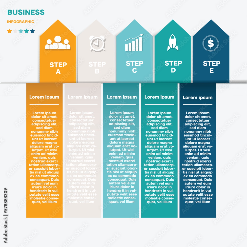 Business process graph, step to success diagram and chart illustration ...