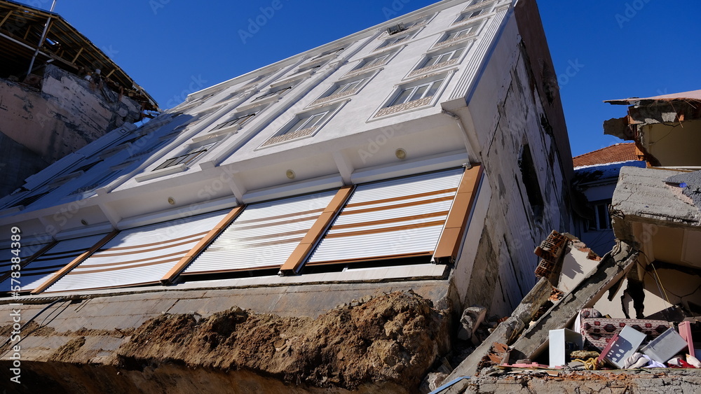 Due to the liquefaction of the ground in the earthquake in Turkey, the ...