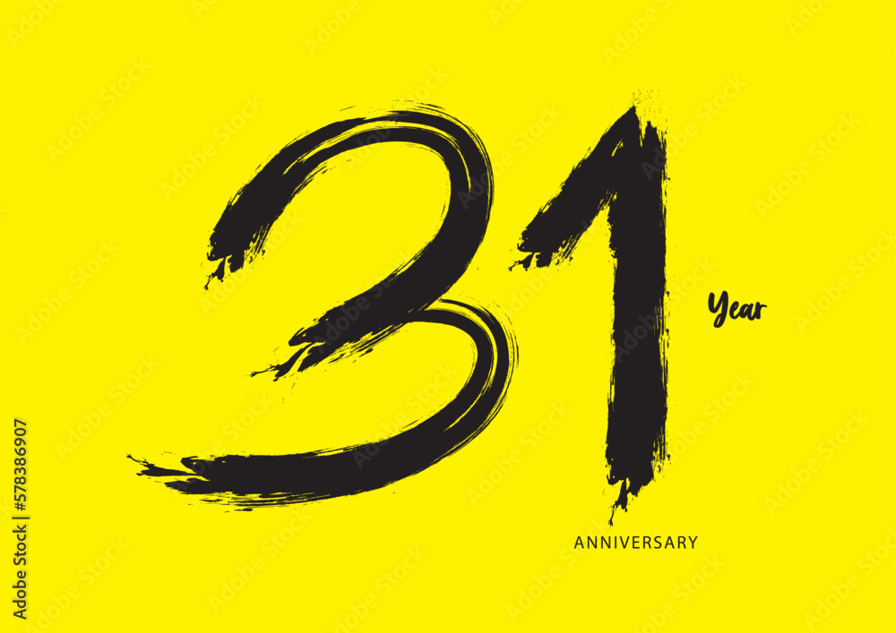 31 year anniversary celebration logotype on yellow background, 31 ...