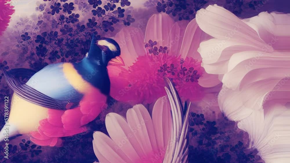 Generative ai motion animation of surreal vintage painting of flowers ...