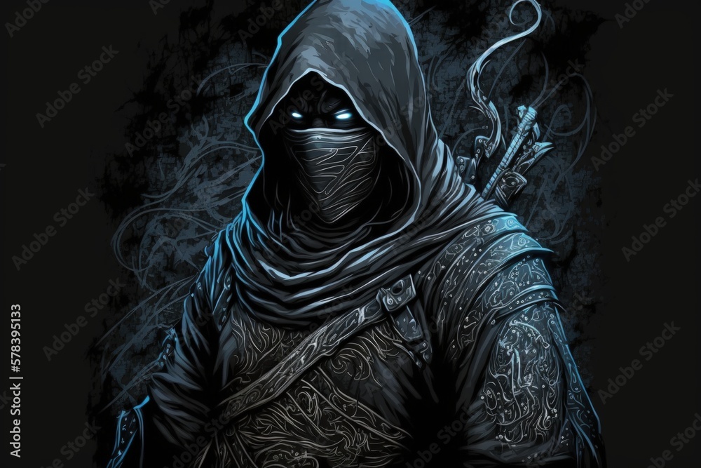 Dark ninja illustration, manga and anime style. Generative AI Stock ...