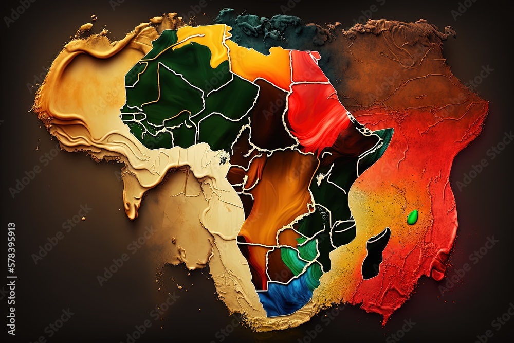 Colorful Africa map illustration, background. Generative AI Stock ...
