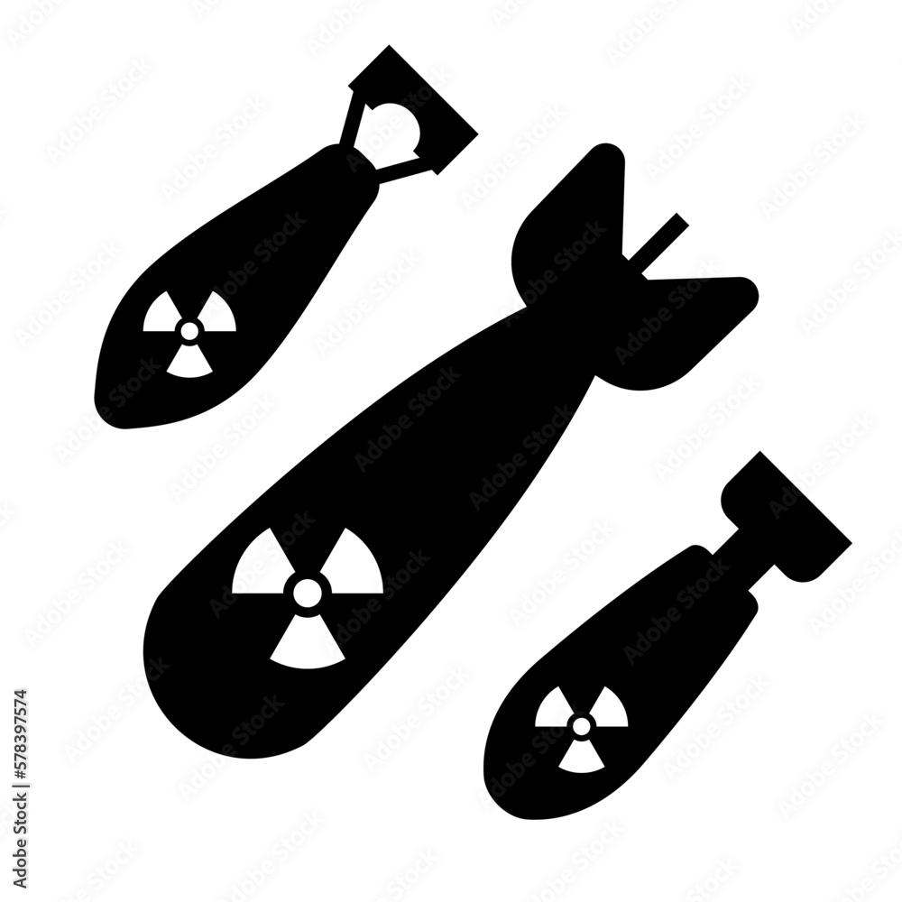 Nuclear bomb black silhouette vector collection. Atomic bombs of ...