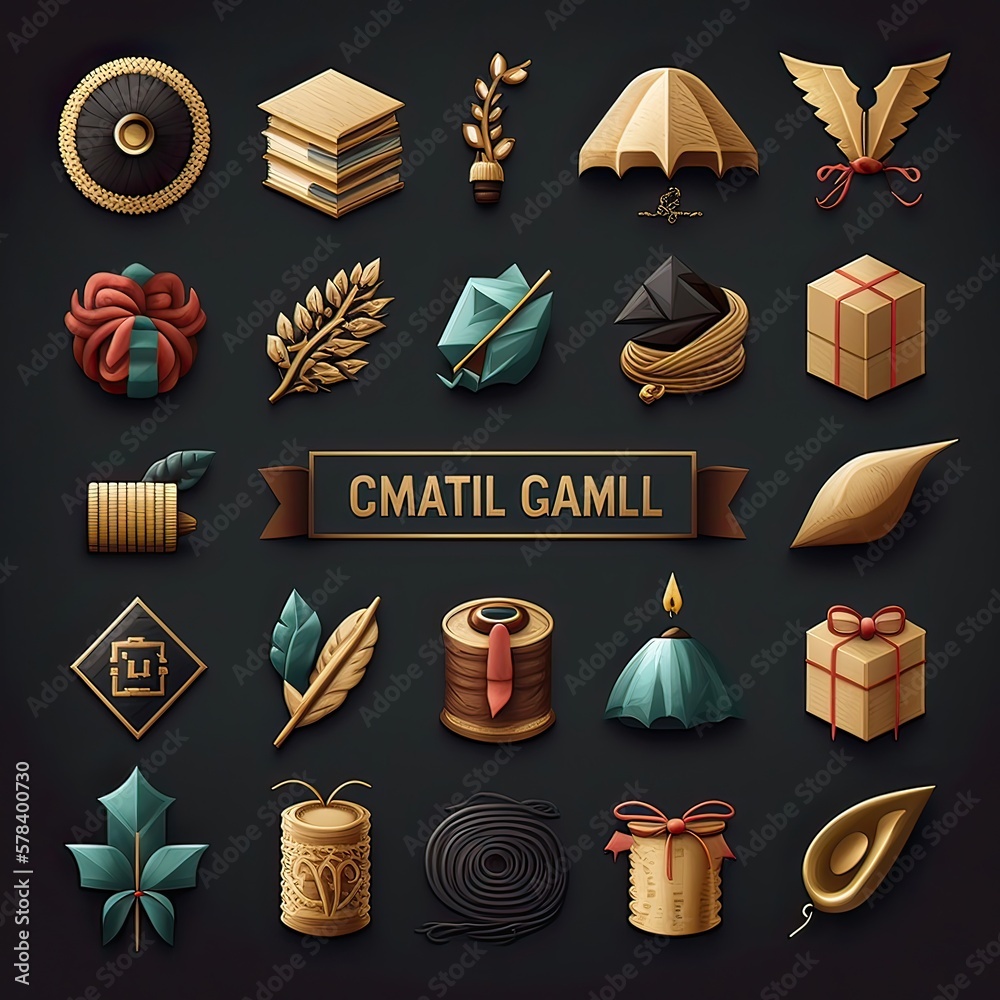 Artisan skill icon set in cartoon style. Weaver craft, blacksmithing ...