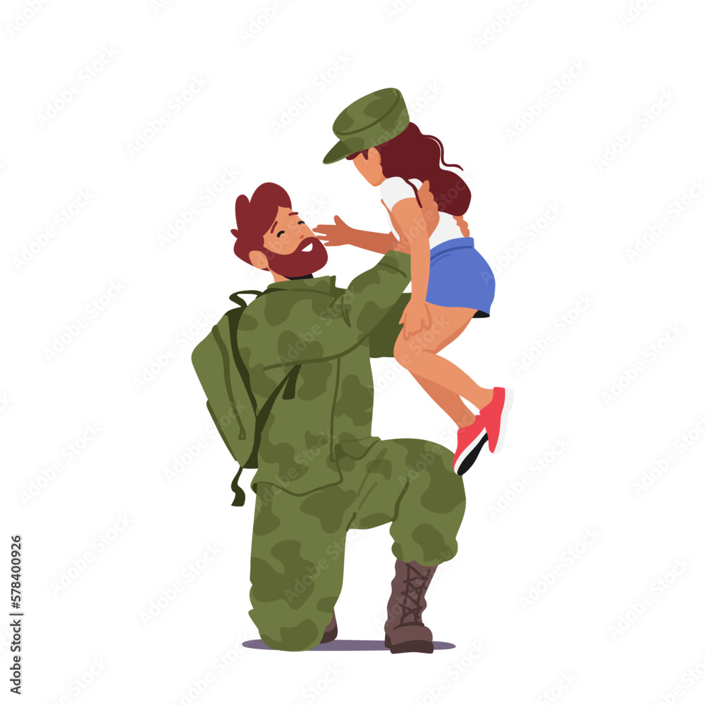 Daughter Meet Her Soldier Father, Who Has Returned Home. Long-awaited ...
