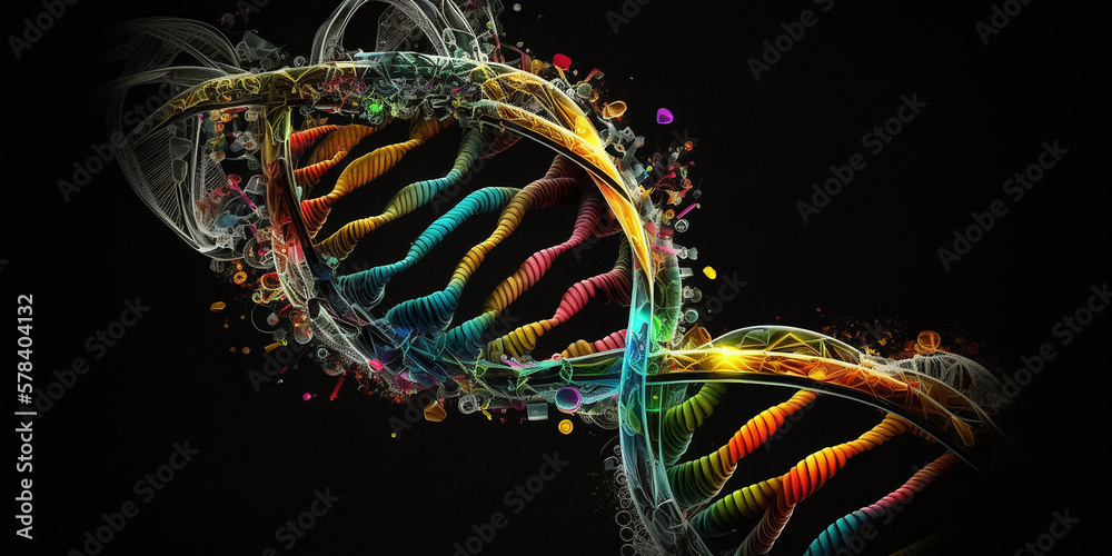 DNA design over black background, Created using generative AI tools ...