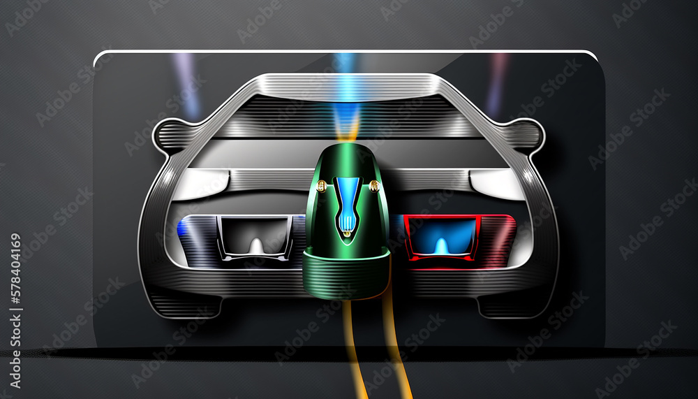 Electric car charging its battery, concept illustration for green ...