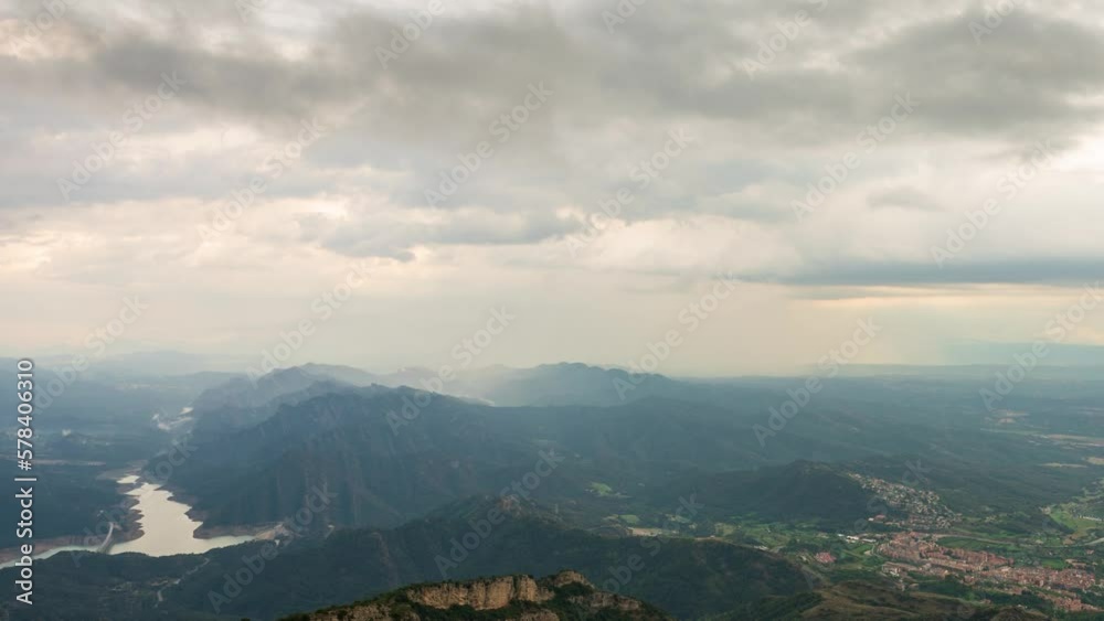 Berga, Catalunya, Spain. August 2022. Summer sunset at the viewpoint of ...